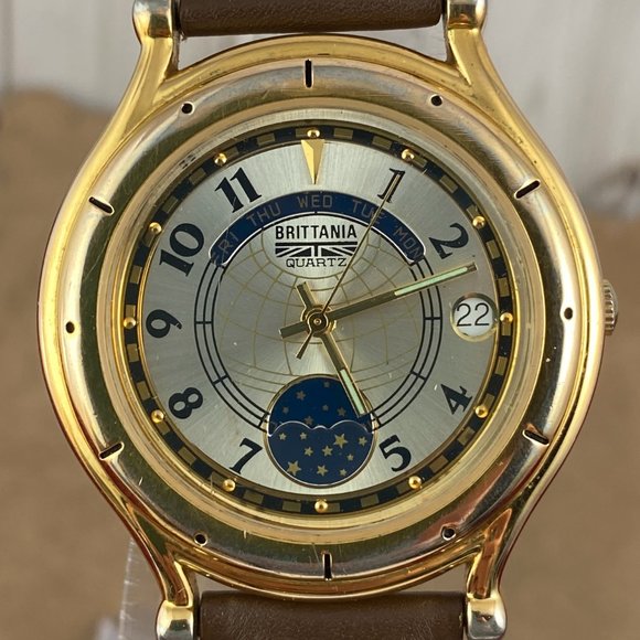Levi's | Accessories | Vintage Levis Brittania Moonphase Watch With ...